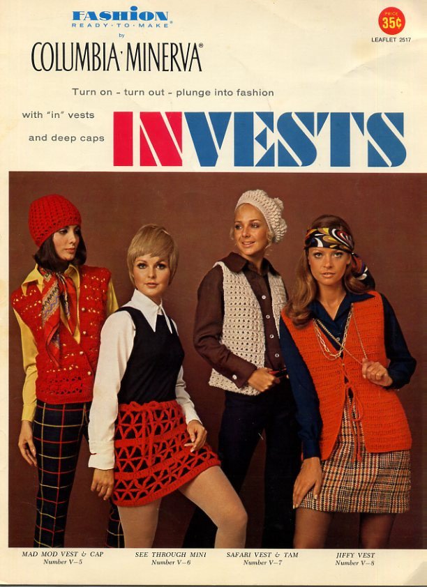 Columbia Minerva Invests Vest Patterns - 2 to Knit - 6 to Crochet ...