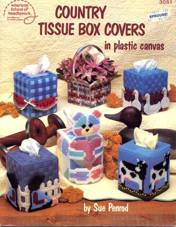 Country Tissue Box Covers in Plastic Canvas Patterns ASN 3051