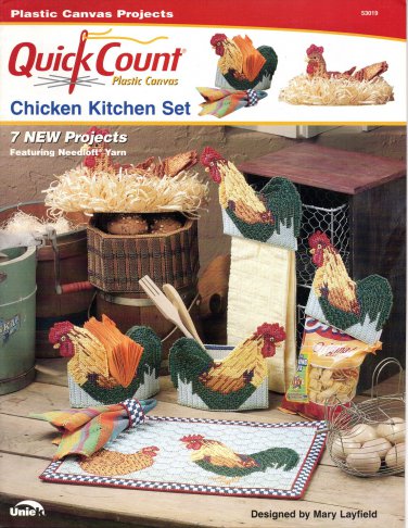 Plastic Canvas Chicken Kitchen Set Pattern Quick Count 53019