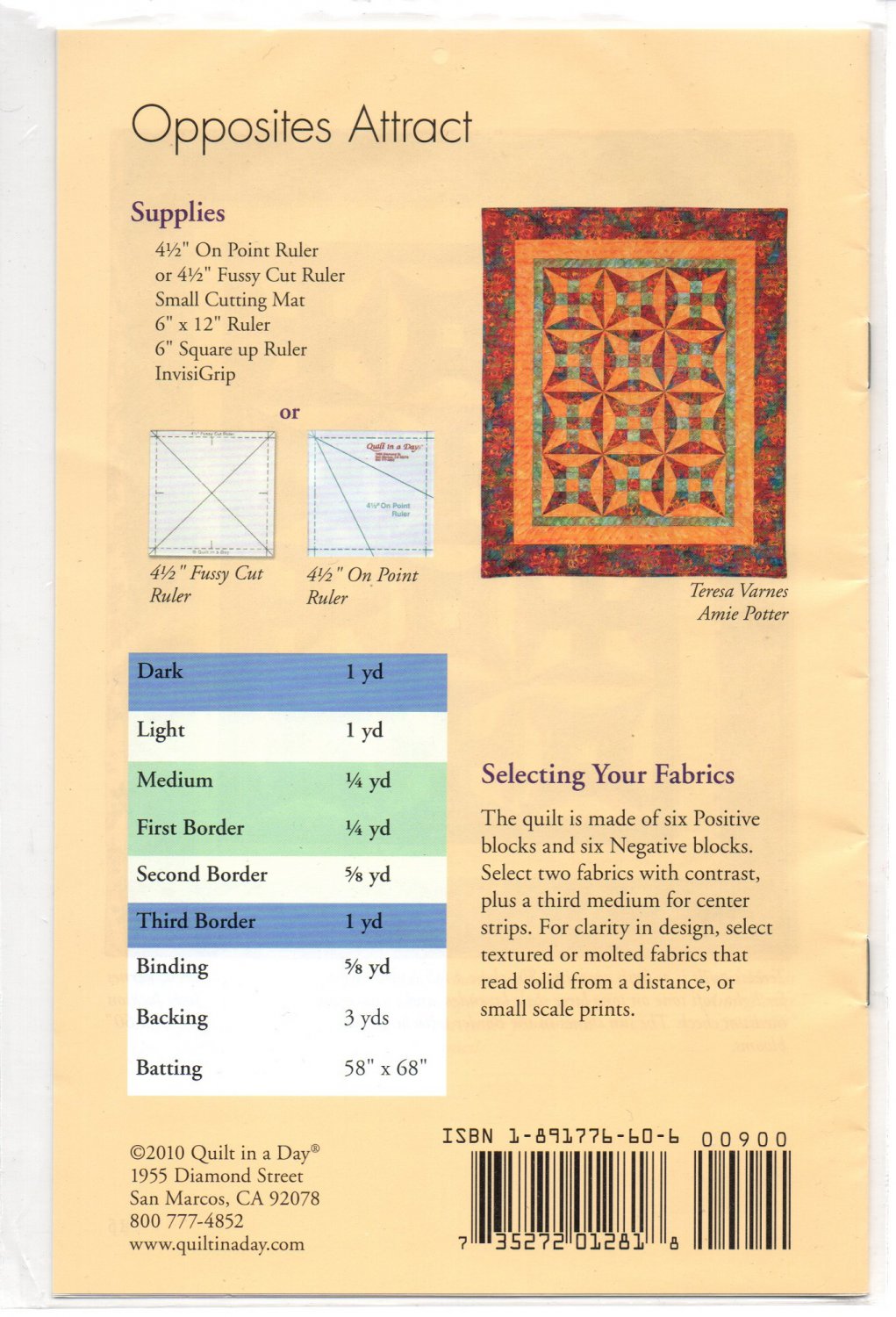 Opposites Attract Quilt Pattern Quilt in a Day 1281 Easy