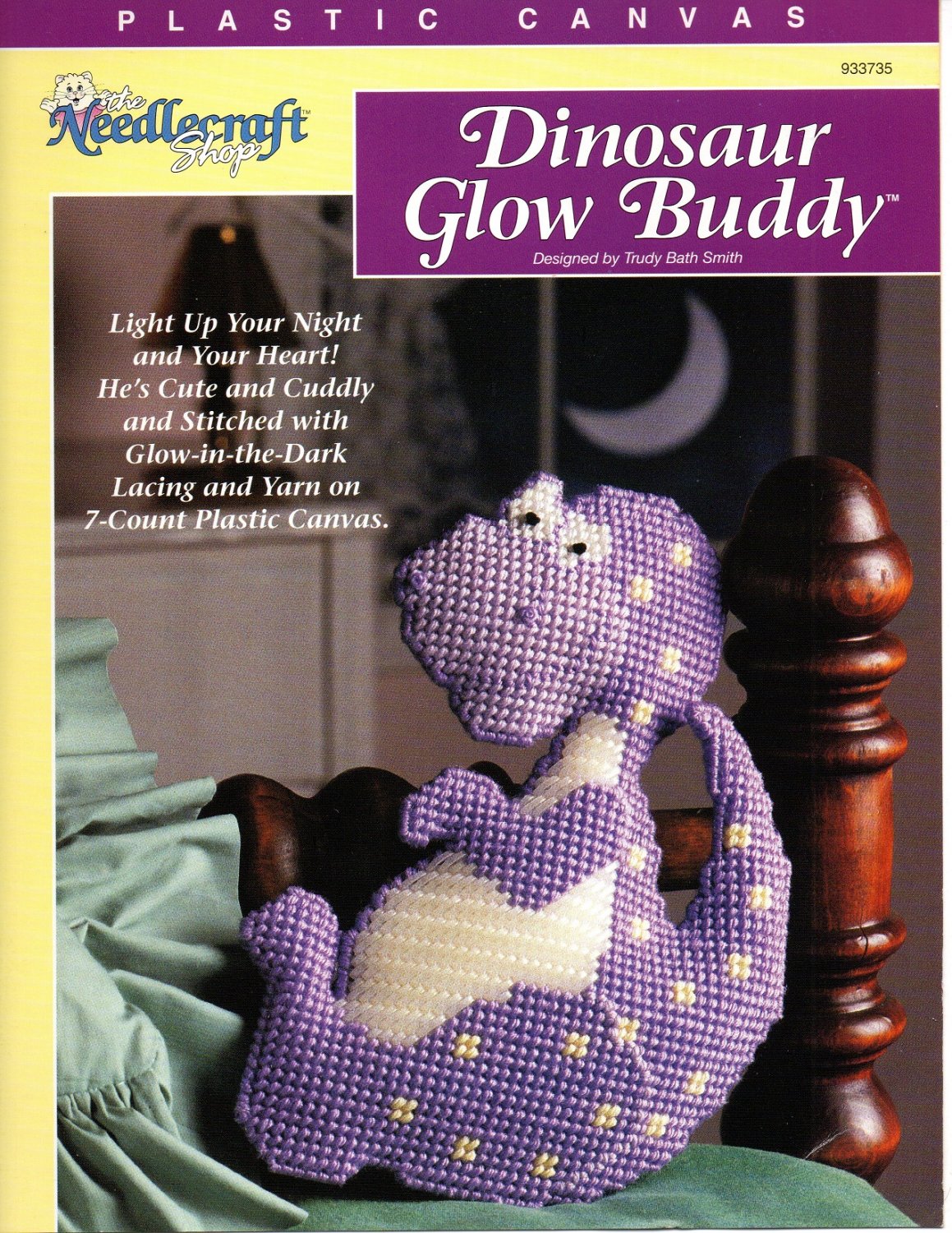 Plastic Canvas Dinosaur Glow Buddy Pattern - The Needlecraft Shop 933735