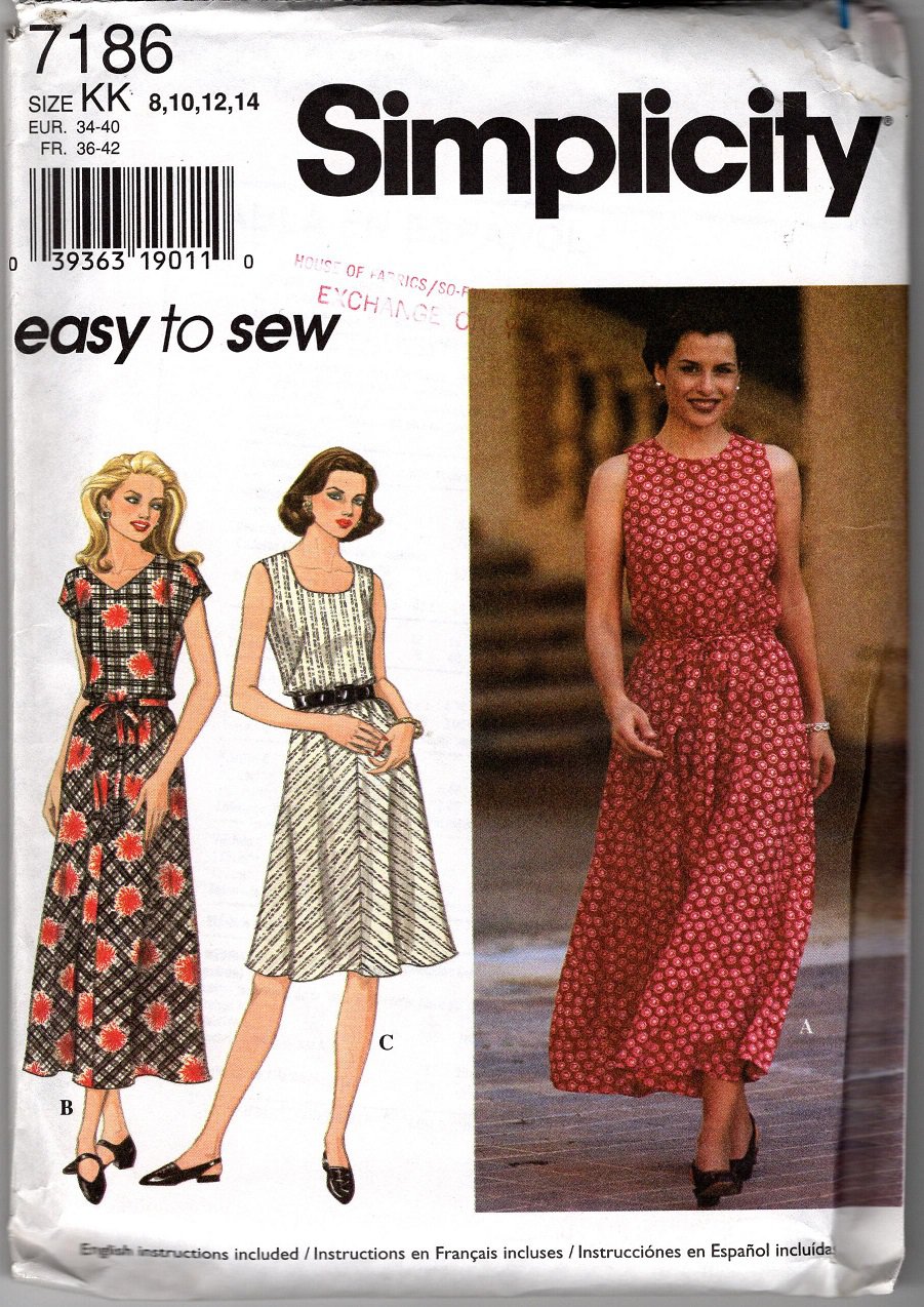 Simplicity 7186 Misses'/Miss Petite Dress Pattern - Size KK 8, 10, 12 ...