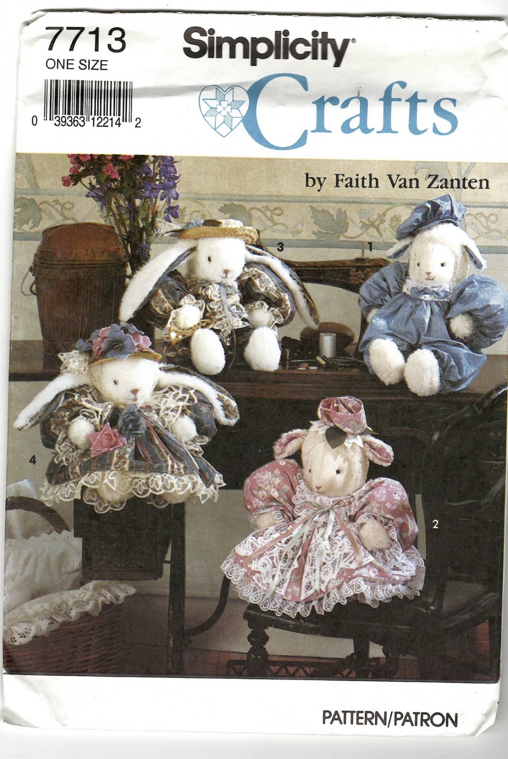 Simplicity Crafts 7713 Bunny And Lamb With Clothes Pattern - Uncut