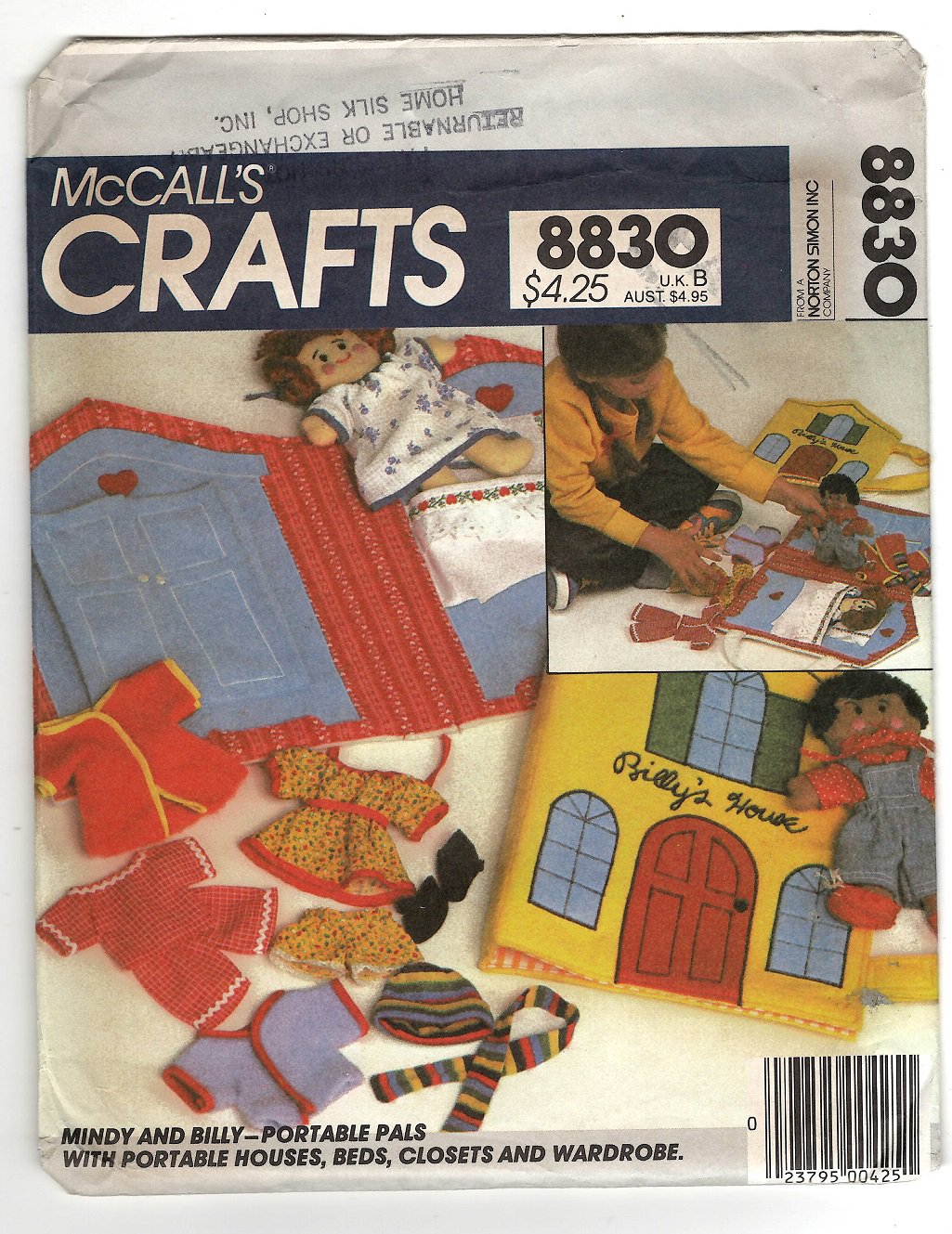 McCall's Crafts 8830 Carry Along Dolly in House Pattern - Uncut