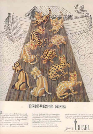 Trifari Brooch Pin Rare Ark Series Enamel Tiger Cub Ad Piece