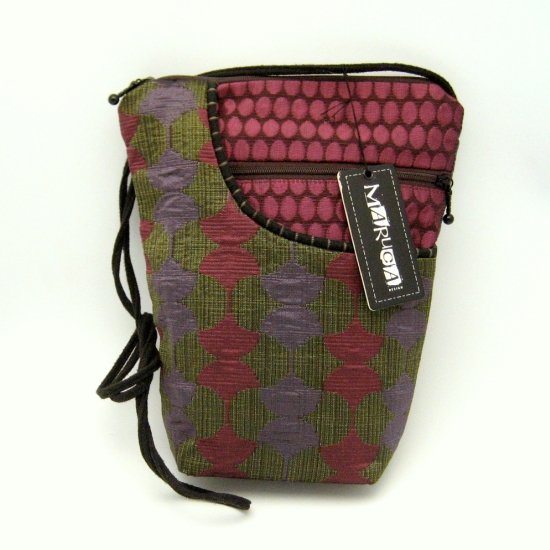 Maruca City Girl Handbag Purse Bag Ginko Plum Fabric Green Purple Pink