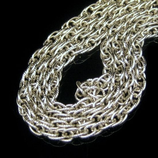 CROWN TRIFARI Vintage Long Silvertone Thick Rope Chain 30 inch Necklace