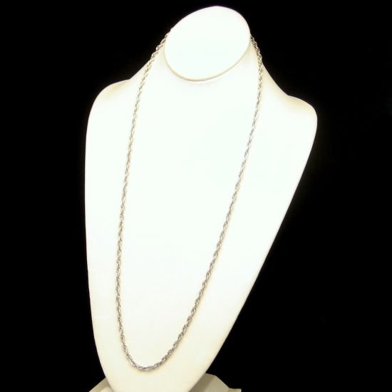 CROWN TRIFARI Vintage Long Silvertone Thick Rope Chain 30 inch Necklace