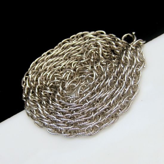 CROWN TRIFARI Vintage Long Silvertone Thick Rope Chain 30 inch Necklace
