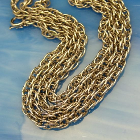 CROWN TRIFARI Vintage Long Silvertone Thick Rope Chain 30 inch Necklace