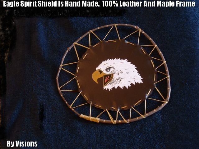 Native American Eagle Spirit shield Leather Hand Painted