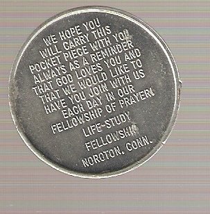 Praying Hands Life-Study Fellowship Noroton Connecticut Token B
