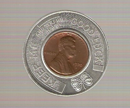 1970 Good Luck Encased Penny Token