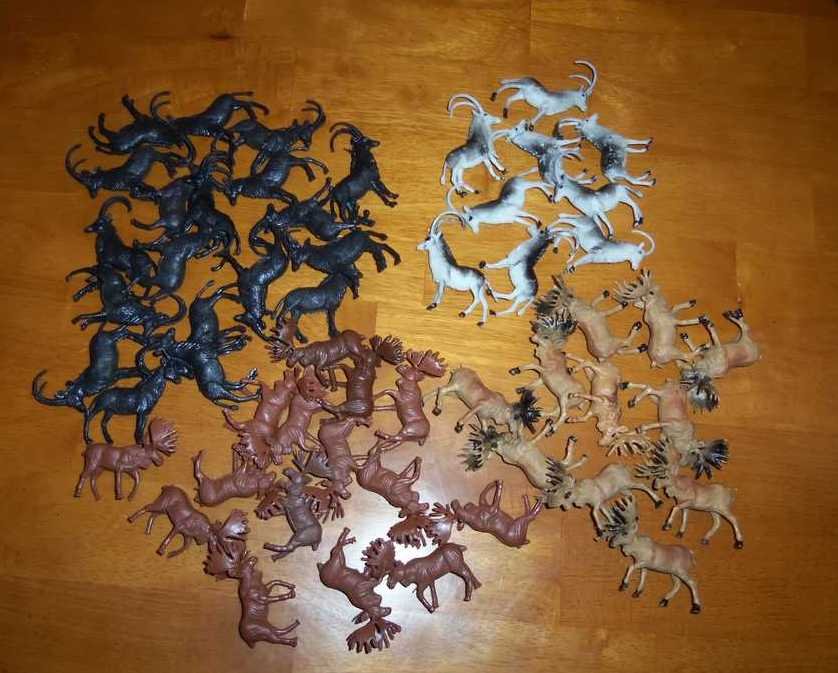 Lot of over 50 Plastic Moose and Antelope Toy Animals Loose Used