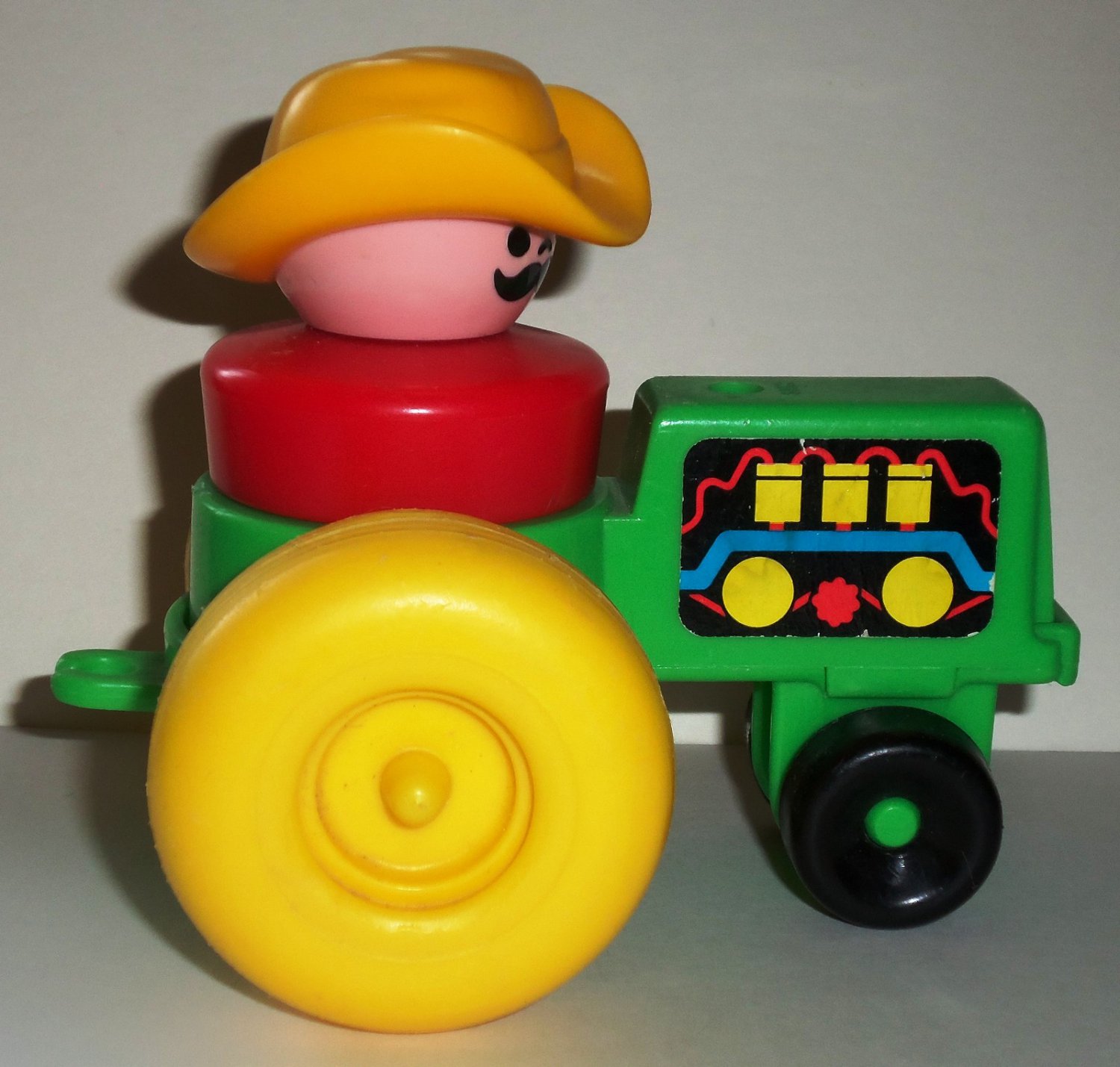 Fisher-Price Chunky Little People Green Tractor & Farmer Figure 1990 ...