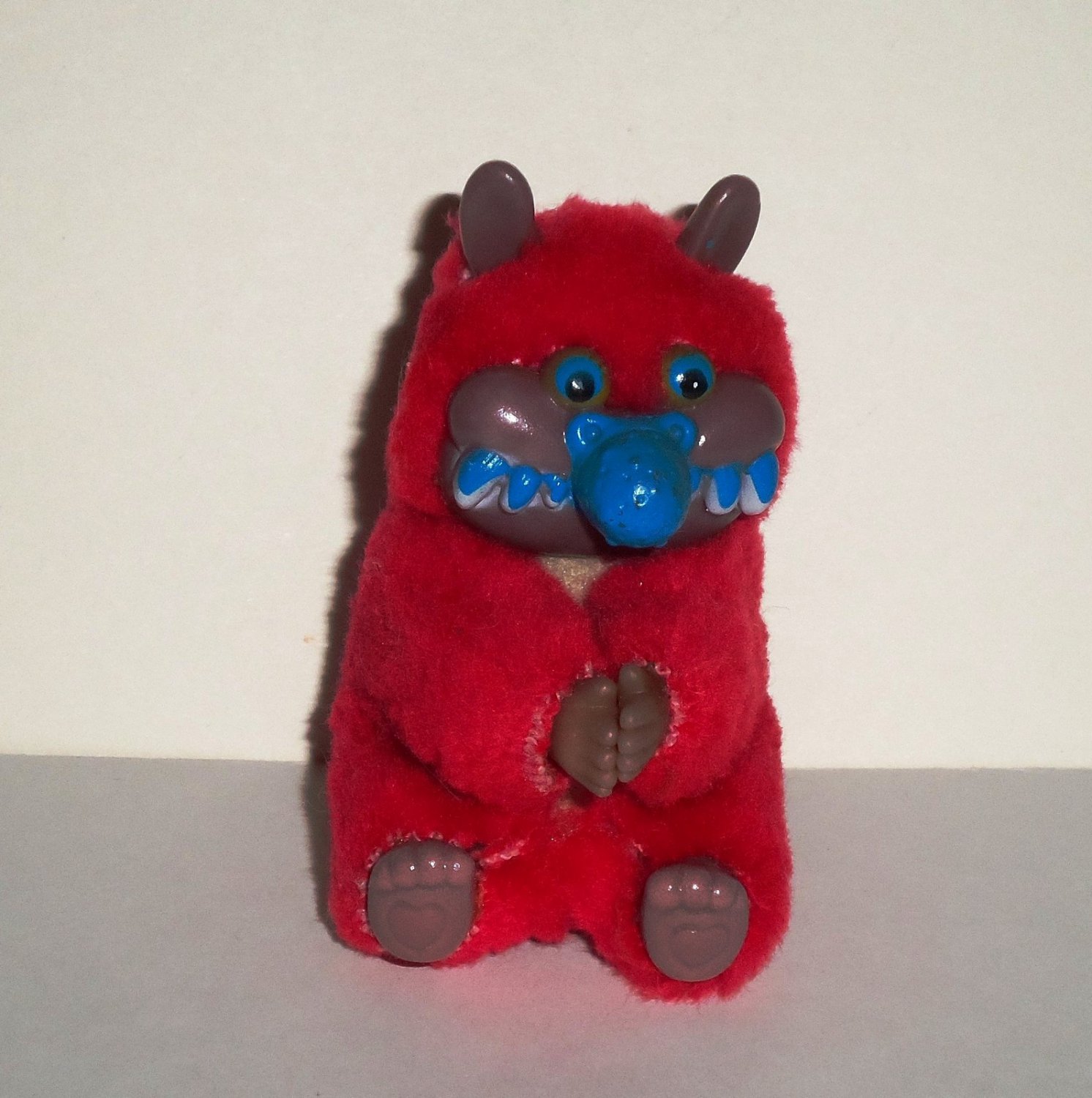 Red Monster Clip-On Plush Toy Loose Used
