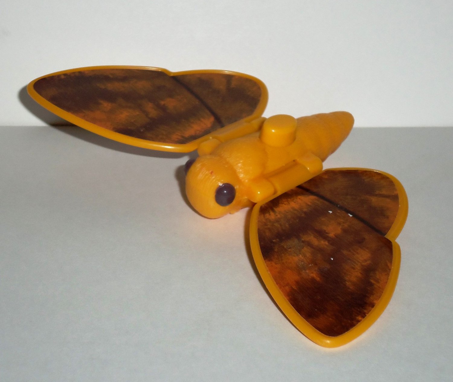 Orange and Brown Plastic Toy Butterfly with Flapping WIngs Loose Used