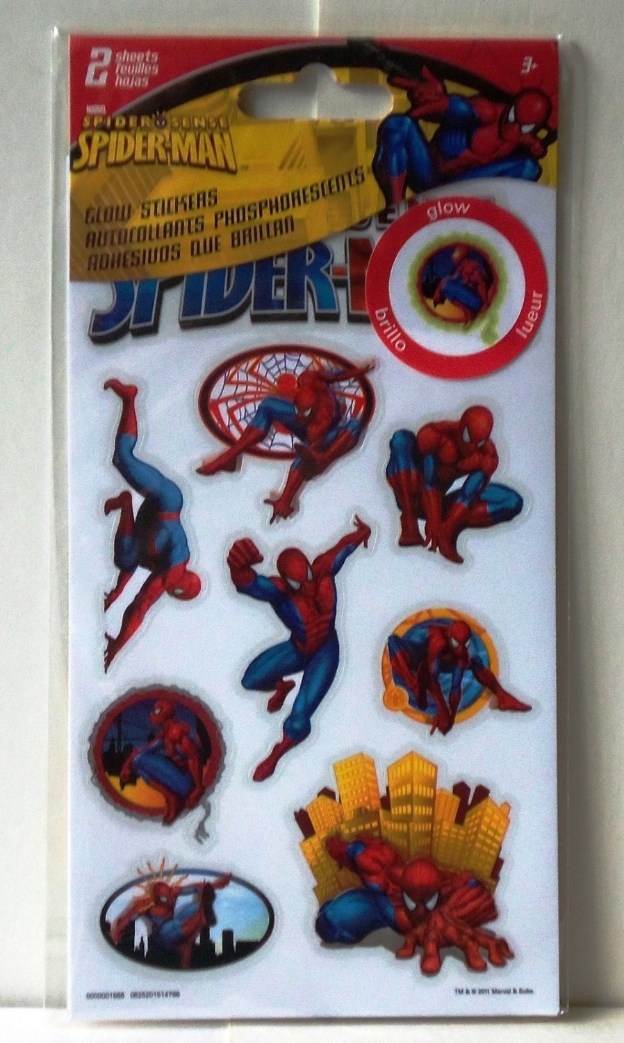 Marvel Spider-Man Spider Sense Glow in the Dark Stickers SandyLion New ...