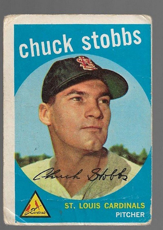 1959 Topps Baseball Card #26 Chuck Stobbs St. Louis Cardinals GD
