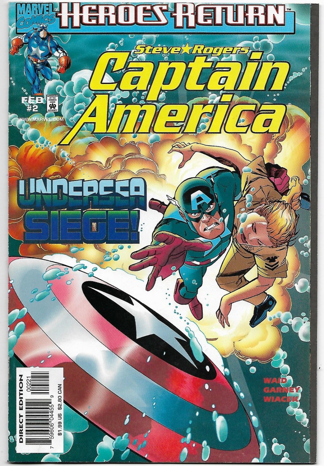 Captain America (1998 series) #2 Undersea Siege Cover Marvel Comics Feb ...