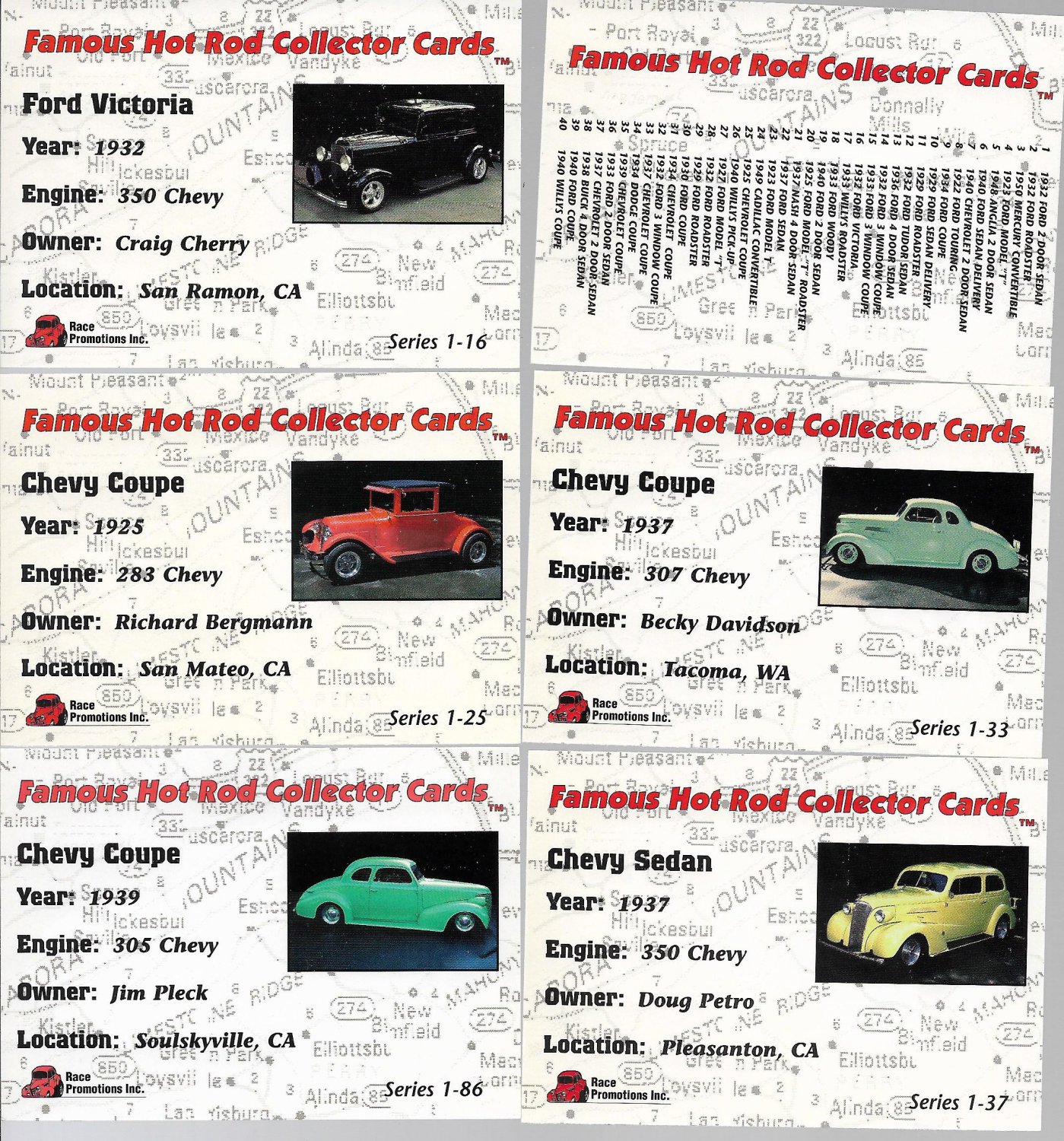 Lot of 10 1994 Famous Hot Rod Collector Trading Cards