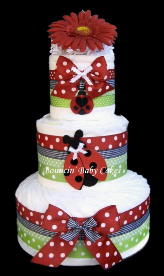 Ladybug Diaper Cake, Baby Shower Gift and Centerpiece