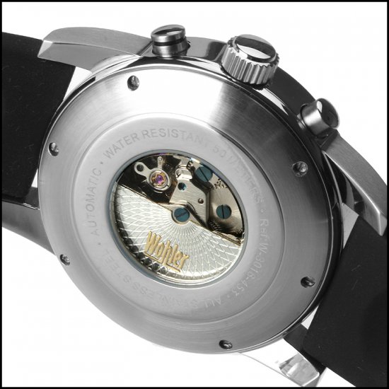 WOHLER MENS 23J AUTOMATIC CARBON DIAL WATCH BLACK NEW FREE USA S-H