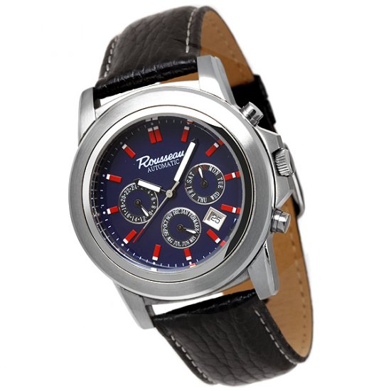 ROUSSEAU CODA MENS 22J AUTOMATIC WATCH NEW BLUE FACE & LEATHER STRAP