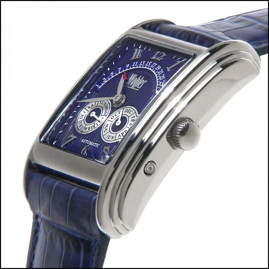 WOHLER UNGER MENS 20J AUTOMATIC WATCH NEW BLUE FACE , LEATHER STRAP ...