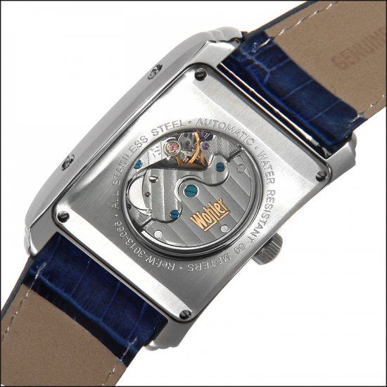 WOHLER UNGER MENS 20J AUTOMATIC WATCH NEW BLUE FACE , LEATHER STRAP ...