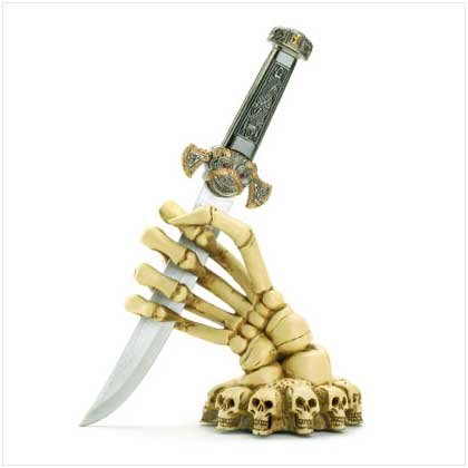 Skeleton Hand Base With Knife
