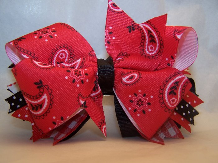 Boutique Red Bandana Hair Bow