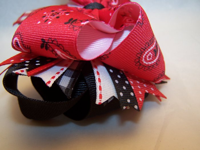 Boutique Red Bandana Hair Bow
