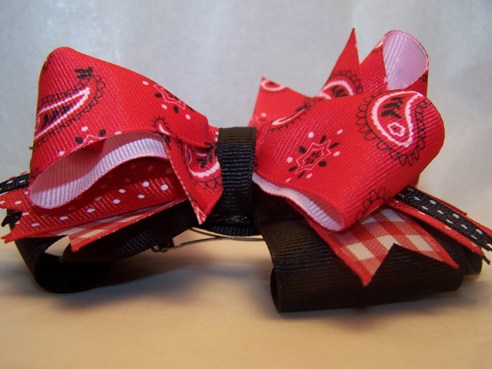 Boutique Red Bandana Hair Bow