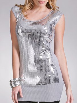 Arden B $118 Black/Silver Sequin Sweater Top Sz M Medium