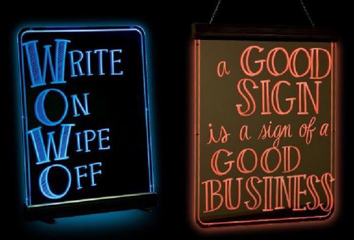 Glowrite LED Illuminated Write-On Wipe-Off Sign Medium