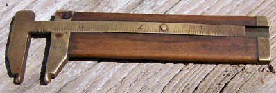 Vintage used Brass and Wood Caliper