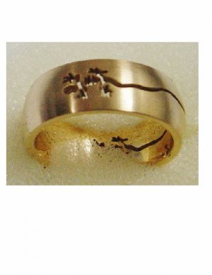 Free shipping--Gold-Plated Stainless Steel Laser Cut Ring