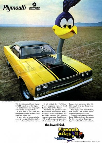 1970 Plymouth Road Runner Ad Digitized and Re-mastered Poster Print ...