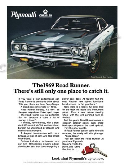 1969 Plymouth Road Runner Ad Digitized and Re-mastered Poster Print ...