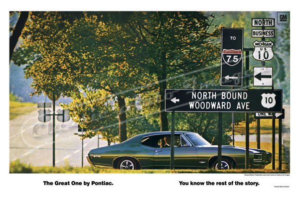 1968 Pontiac GTO Ad Digitized and Re-mastered Poster Print "Woodward ...