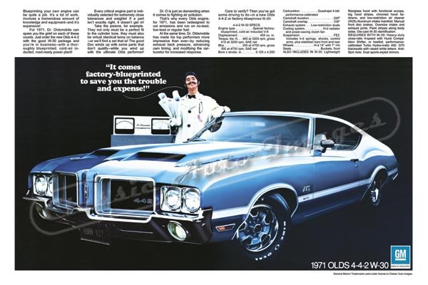 1971 Oldsmobile 442 Ad Digitized & Re-mastered Poster Print "It Comes ...