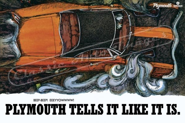 1969 Plymouth Road Runner Ad Digitized and Re-mastered Poster Print ...