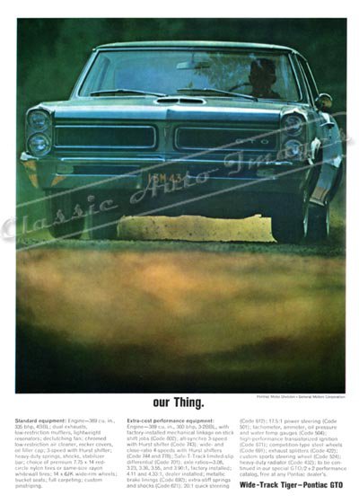 1965 Pontiac GTO Ad Digitized & Re-mastered Poster Print "Our Thing" 24 ...