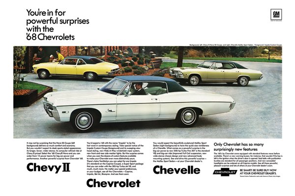 1968 Chevrolet Lineup Ad Digitized & Re-mastered Print "Powerful ...