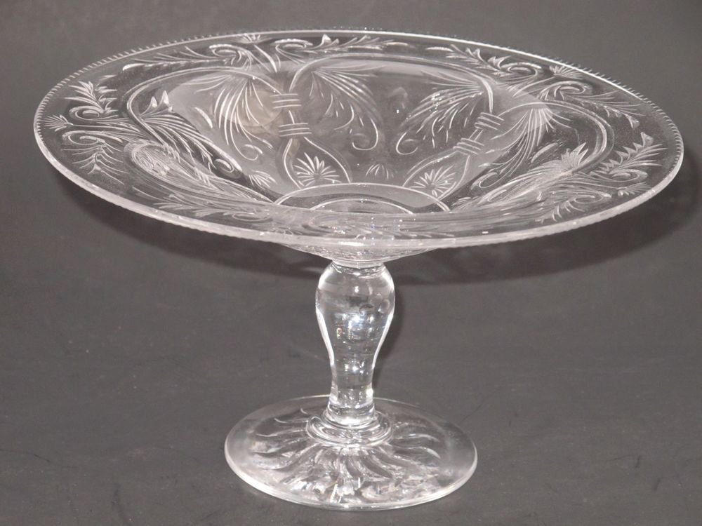 Intaglio Cut Glass compote Antique