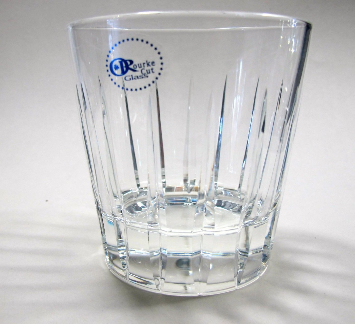 Hand cut whiskey double on rocks glass 24% crystal Signed O'ROURKE