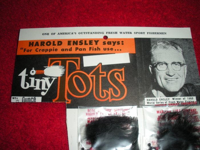 Harold Ensley Tiny Tot Crappie Pan Fish Lures on Partial Card 8 Lures