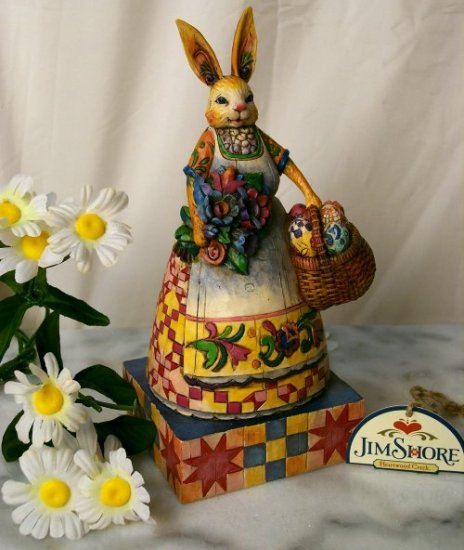 JIM SHORE Stone Resin Jim Shore Easter Bunny with Basket - 20-4001850