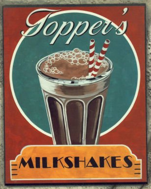 Milkshake Plaque Fifties Diner Style Sign Plaque